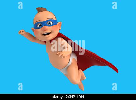 Fun 3D baby superhero flying Stock Photo - Alamy