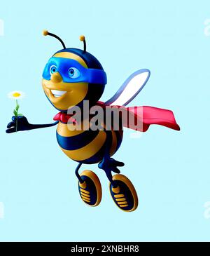 4K cartoon illustration of a fun super Bee Stock Photo - Alamy