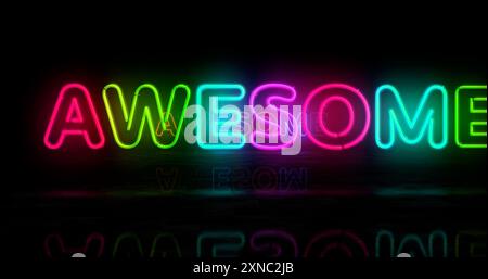 Awesome neon symbol. Extraordinary style light color bulbs. Abstract ...