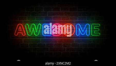 Awesome neon symbol. Extraordinary style light color bulbs. Abstract ...