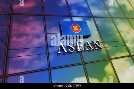 ASEAN glass building concept. Association of Southeast Asian Nations ...
