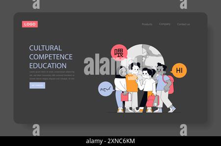 Cultural Competence Education concept. Diverse students interacting in ...