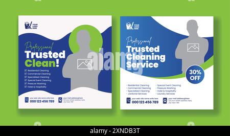 Cleaning service social media posts banner, business promotional ads ...