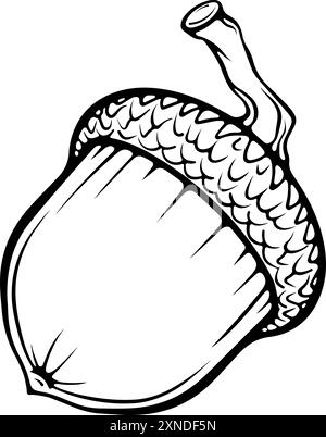 One line art acorn. Single line art. Autumn theme background Stock ...
