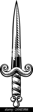 Sword Medieval Weapon Vintage Woodcut Tattoo Style Stock Vector Image ...