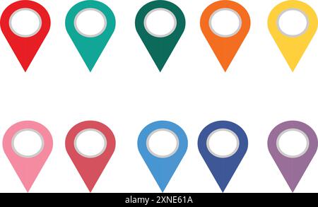 10 location symbols in different colors as vector graphics, 3D Stock ...