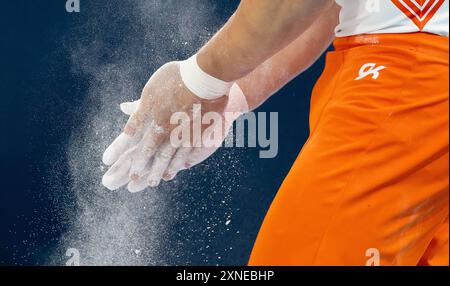 PARIS - Gymnast Frank Rijken in action during the men's all-around ...
