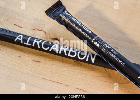 Still life of wrapped Aircarbon natural jumbo straws, USA Stock Photo ...