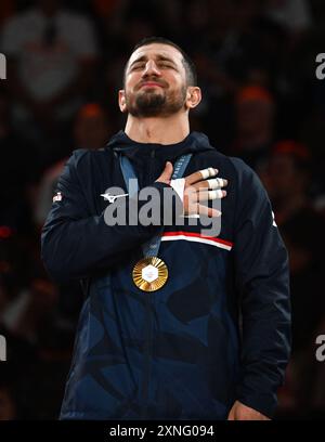 BEKAURI Lasha of Georgia,a gold medalist, poses for a photo after an ...