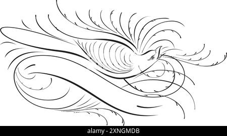 abstract bird with elegant calligraphy strokes for illustration Stock ...