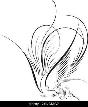 abstract bird with elegant calligraphy strokes for illustration Stock ...