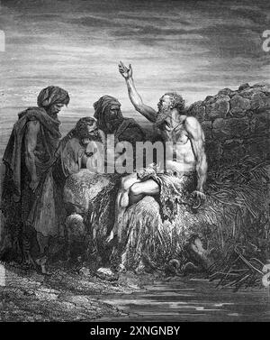 Engraving of Job's Friends Eliphaz, Bildad and Zophar Counsel him after ...