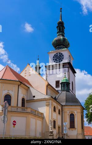 Trebic, Czech Republic. June 25, 2024. The seventy five meter high Town ...