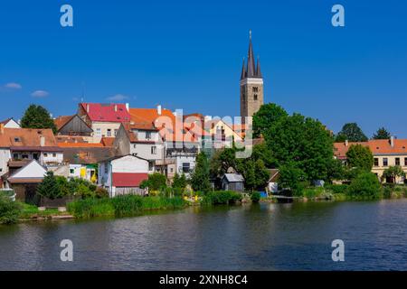 Telc, Czech Republic. June 25, 2024. View of Telc city and the pond ...