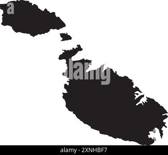 Malta island map simple outline. Vector hand drawn simplified style map ...