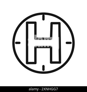 helicopter helipad icon linear vector graphics sign or symbol set for ...