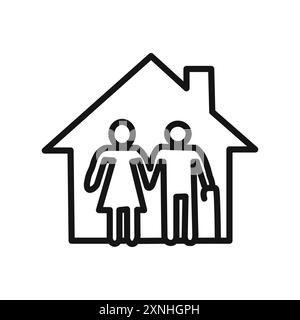 Retirement home icon linear vector graphics sign or symbol set for web ...