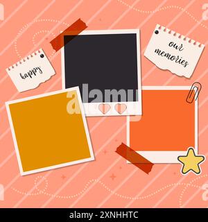 collage frame illustration in flat style design with ornaments Stock ...