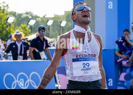 Brian Pintado of Ecuador celebrates winning the gold medal in the men's ...