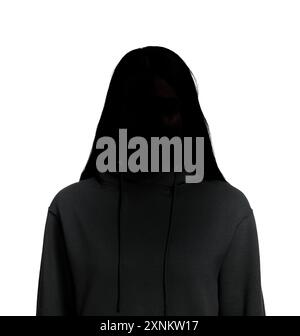 Anonymous person. Shaded portrait of woman on white background Stock ...