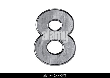 Digit made of rough, scratched and damaged metal. 3d illustration of ...