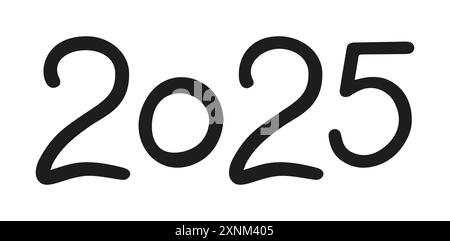 Vector 2025 year black handwriting horizontal font. Illustration with ...