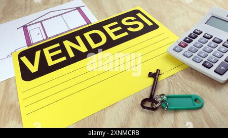 House FOR SALE "VENDESI" sign in real estate studio a word written in ...