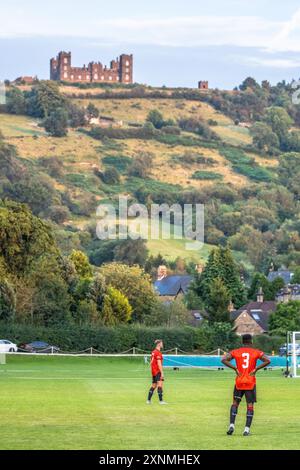 Matlock Town FC overlooked by Riber Castle (Landscape Stock Photo - Alamy