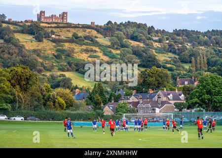 Matlock Town FC overlooked by Riber Castle (Portrait Stock Photo - Alamy