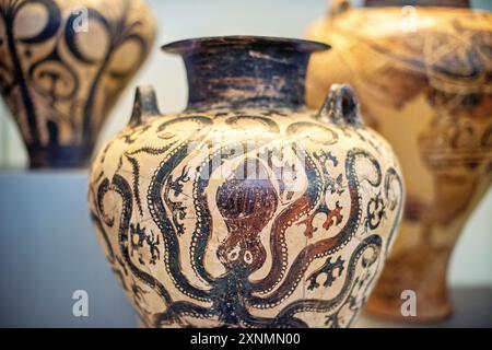 Ancient Greek pottery displayed in the Museum of Stoa of Attalos ...