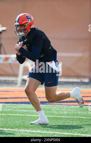 Syracuse quarterback Kyle Mccord runs a drill at the NFL football ...