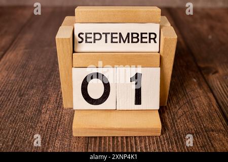 1st September. Image of september 1, calendar on light background. Back ...
