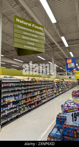 Display nature food corridor at Superstore; interior of supermarket ...