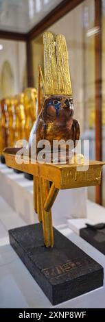 Ancient Egyptian copper statue of god Nefertem, 664-332 BC, bronze with ...