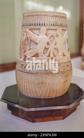 Cairo,Egypt,December 31,2019-Gilded coffin of Thuya with marble eyes ...