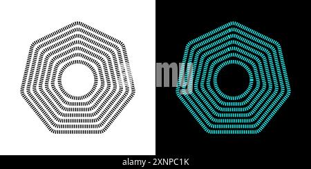 Octagon figure geometric dotted. Heptagon geometric symbol. Editable ...