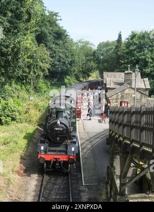Steam train at Haworth Train Station on the Keighley Worth Valley ...
