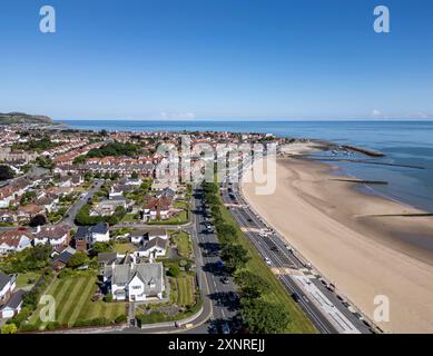 Rhos on Sea houses and harbour, North Wales seaside resort, Great ...