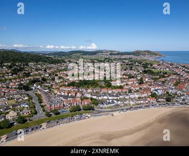 Rhos on Sea housing, North Wales seaside resort, Great Britain, aerial ...