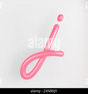 3D Pink Script Lowercase Letter B on light background. Cute Cursive ...