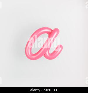 3D Pink Script Lowercase Letter F on light background. Cute Cursive ...