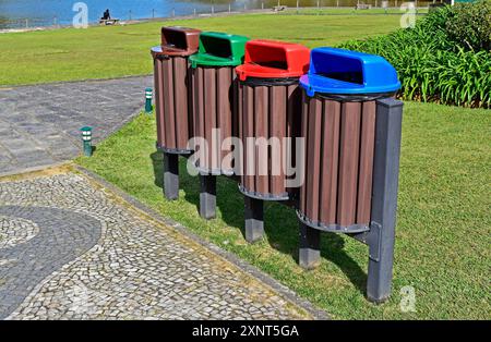 Four trash can recycle: Organic, Glass, Plastic and Paper, Petropolis ...