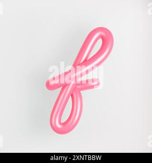 3D Pink Script Lowercase Letter D on light background. Cute Cursive ...