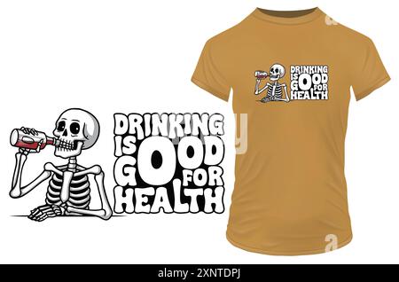Funny skeleton drinking alcohol with a quote pick your poison. Vector ...