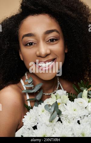 portrait of african american woman with flowers Stock Photo - Alamy