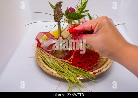 Tika Thali Dashain Hindu Festival Celebration Durga Puja with kalash ...