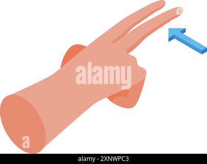 Hand making a gesture of double tapping, with an upwards pointing arrow ...
