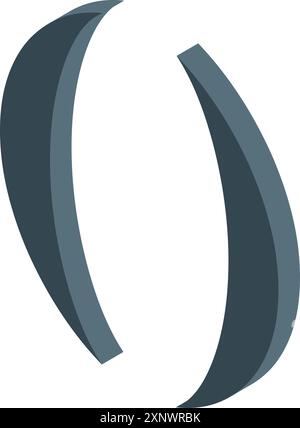 3d effect parentheses symbol in grey floating on a white background ...