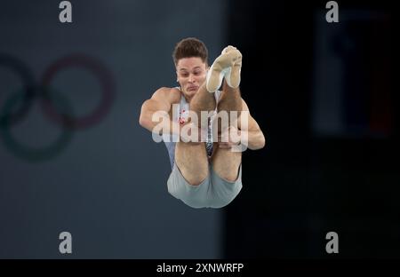 USA's Aliaksei Shostak during the trampoline gymnastics, men's ...