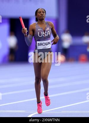 Paris, France, 3 August, 2024. Kaylyn Brown of USA runs during the ...
